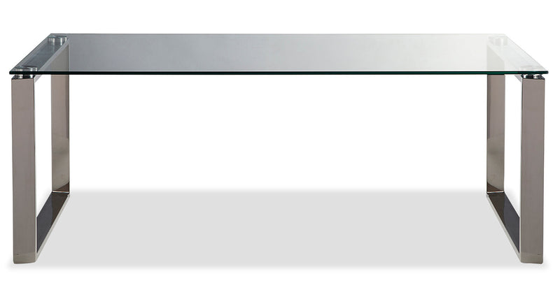 Metro 47" Modern Glass Top Coffee Table - Silver with Metal Legs - The ...