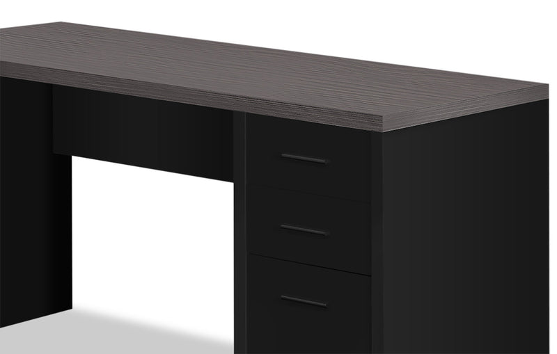 Orion 60" Computer Office Desk with Tempered Glass & 3-Drawers - Bl ...