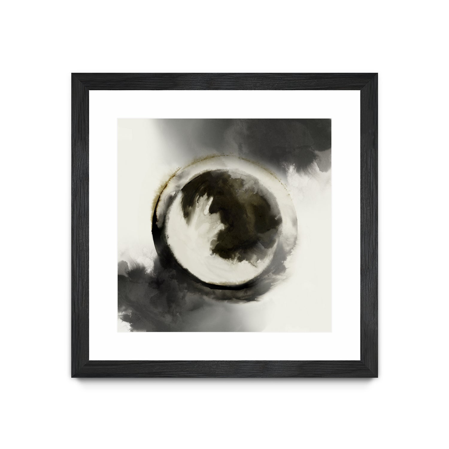 "Smokey Circumference" Matted and Framed Black 36x36 Wall Art - The Brick