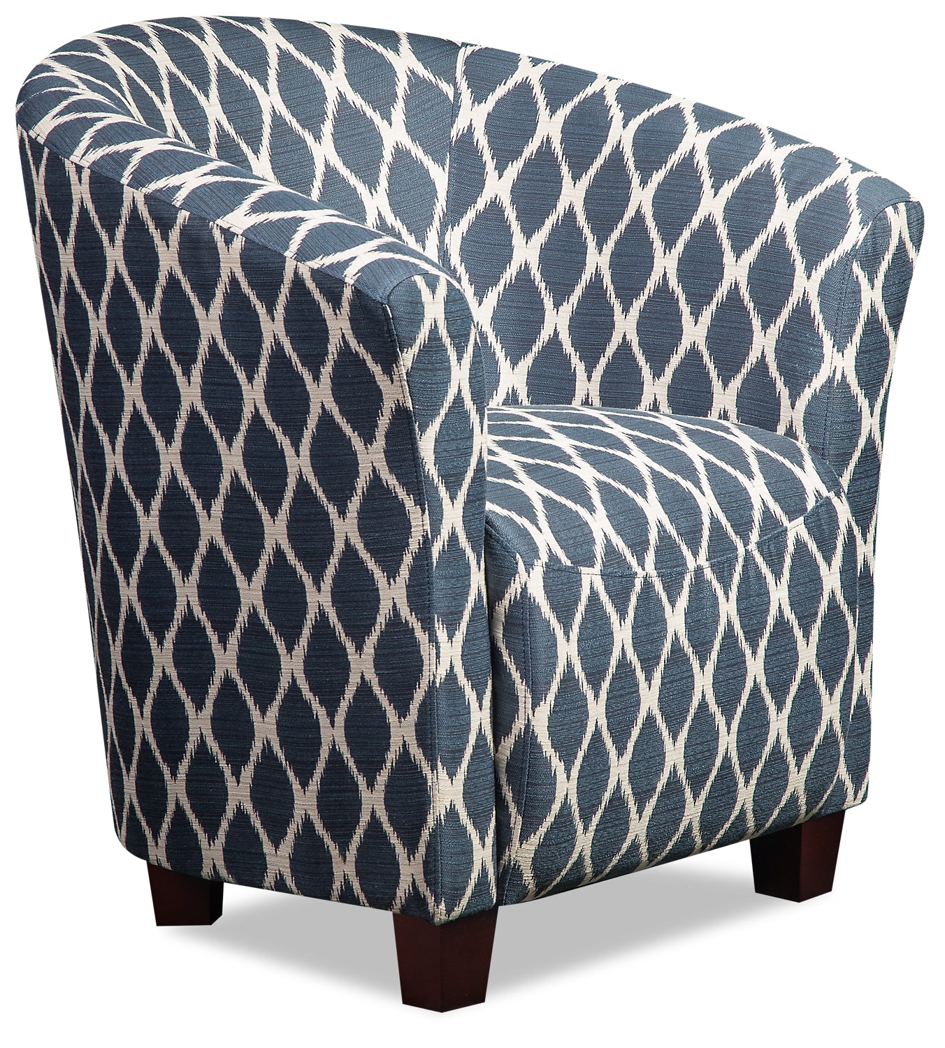 31 Fabric Tub Style Accent Chair with Wood Legs Dakota Indigo Multicolour