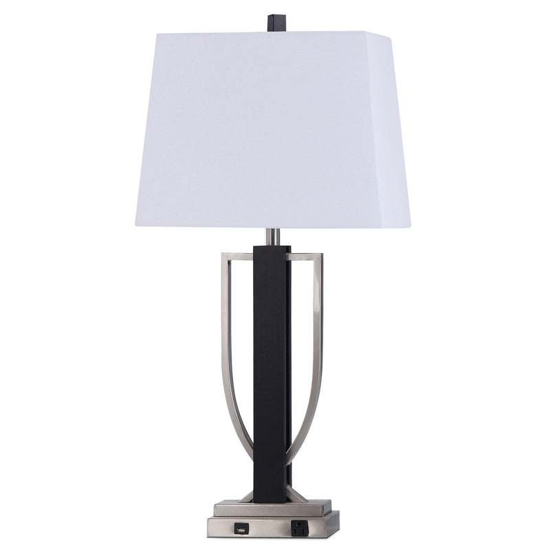 Bryton 34.75" Black and Steel Table Lamp with USB Charging - The Brick