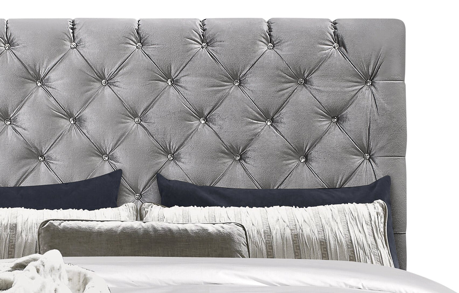 Gray studded headboard store