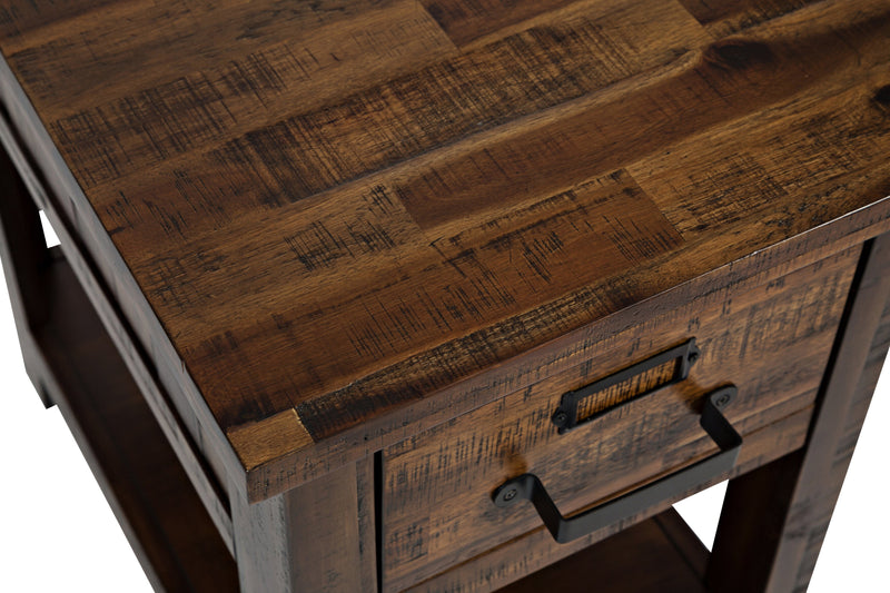 Casey 16" Rustic Chairside Table with Storage and Shelf - Brown Wood ...