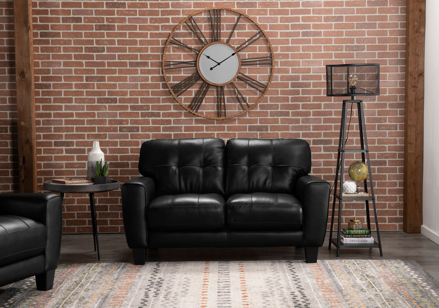 The brick black leather couch store