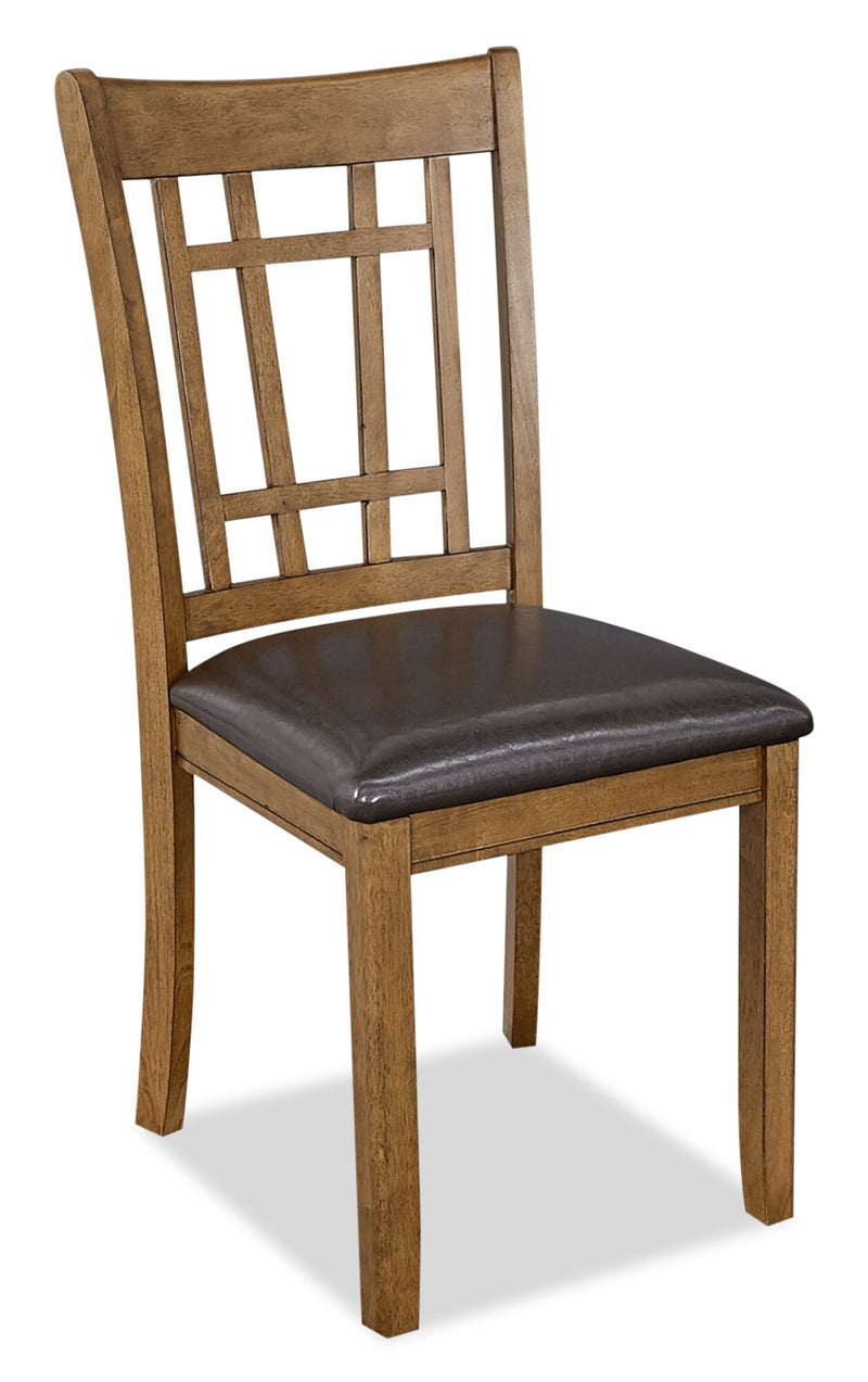 Dena Dining Chair with Vegan-Leather Fabric - Oak Brown - The Brick