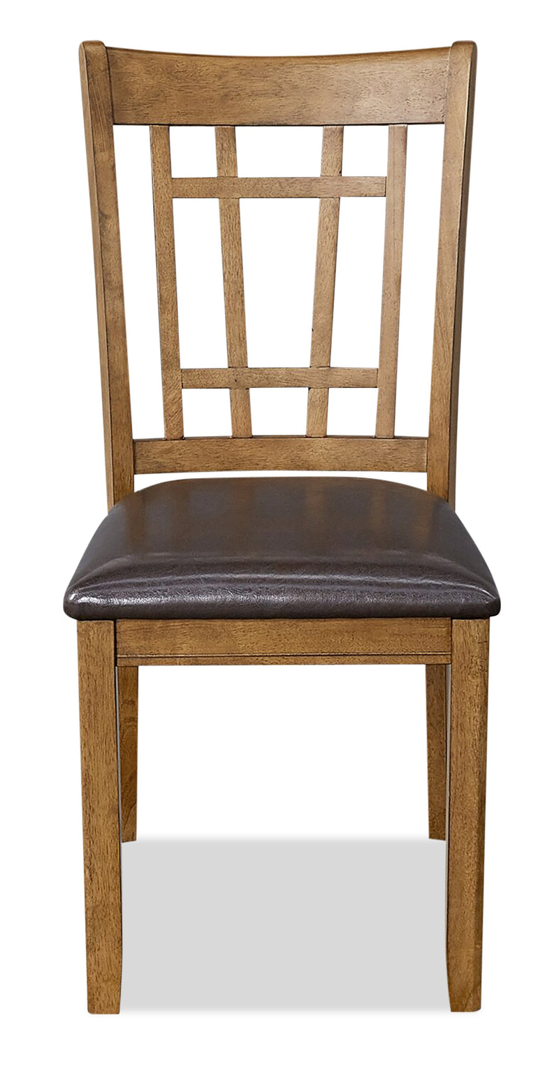 Dena Dining Chair with Vegan-Leather Fabric - Oak Brown - The Brick