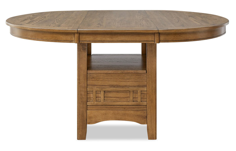 Dena Dining Table with 42-60"W Extension, Round - Oak Brown - The Brick