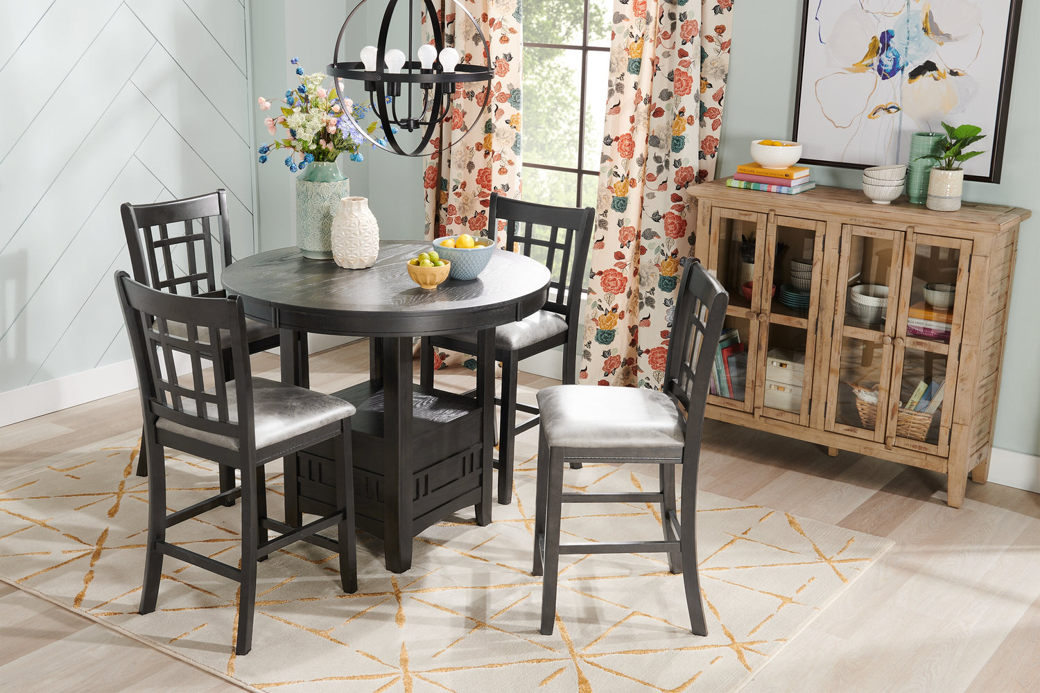 Dena Counter-Height Dining Chair with Vegan-Leather Fabric - Grey - The ...