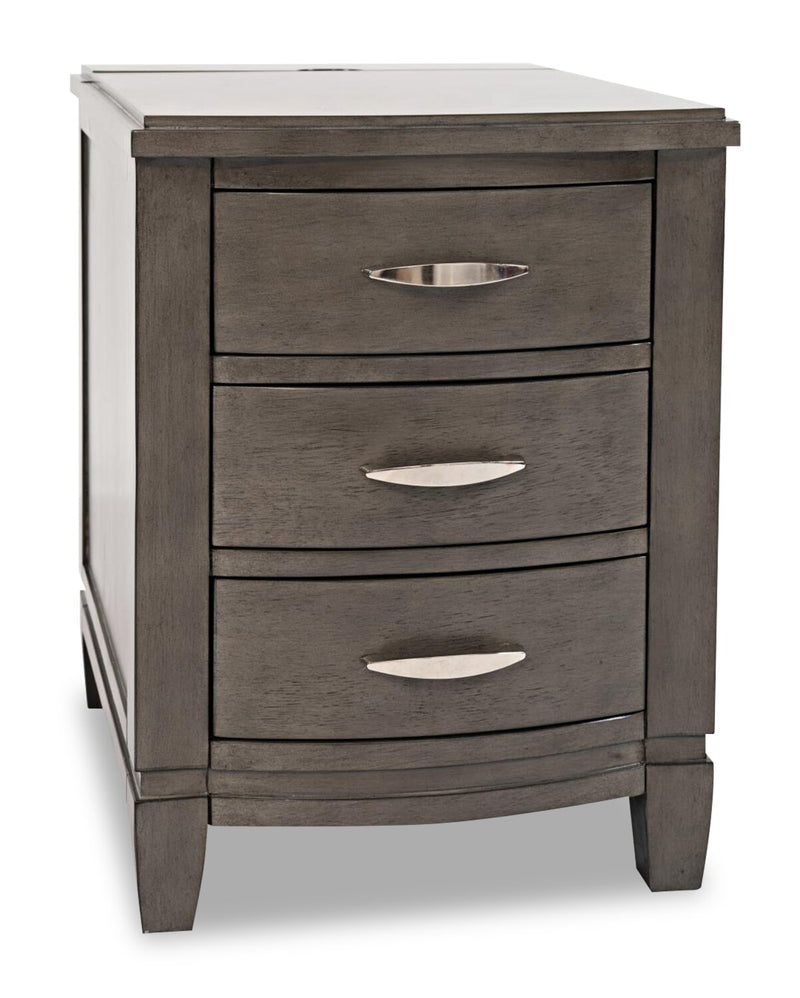 Downtown 18" Modern Chairside Table with Storage - Grey Brown Wood ...