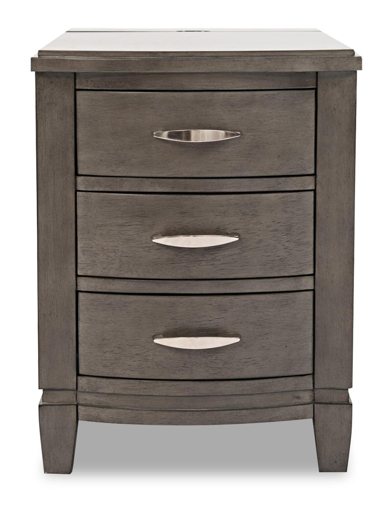 Downtown 18" Modern Chairside Table with Storage - Grey Brown Wood ...
