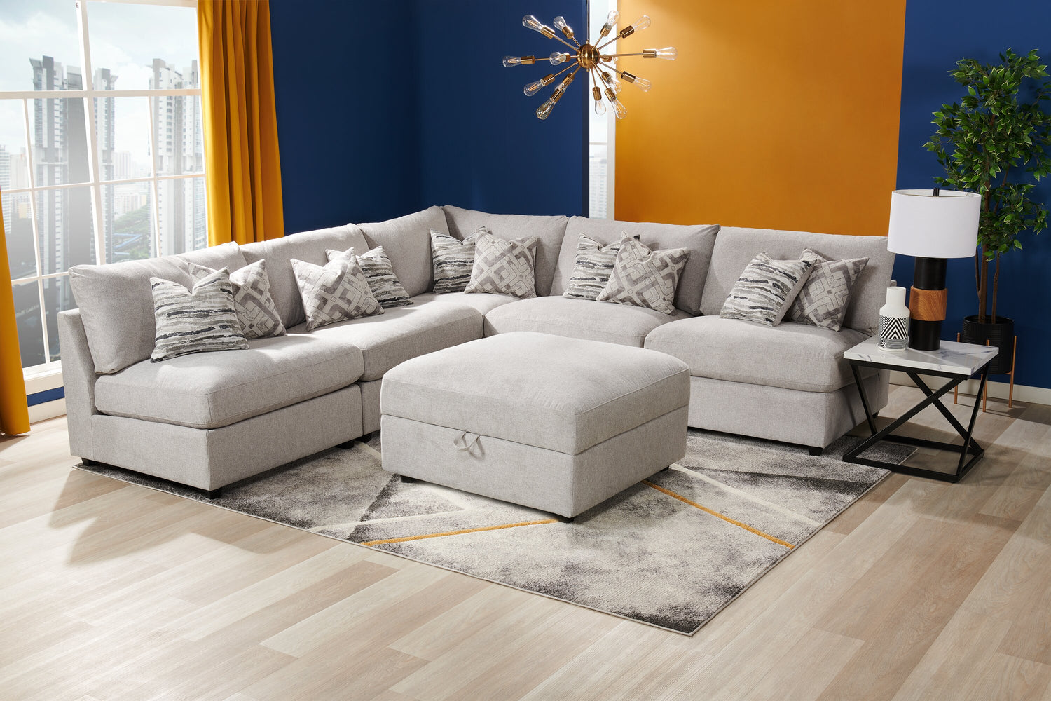 Evolve Linen-Look Fabric Ottoman - Grey | The Brick