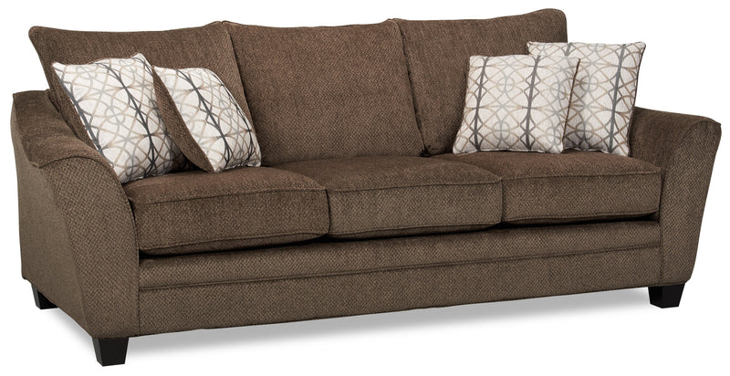 Made in Canada Febe 85" Chenille Fabric Condo-Size Sofa with Flared ...