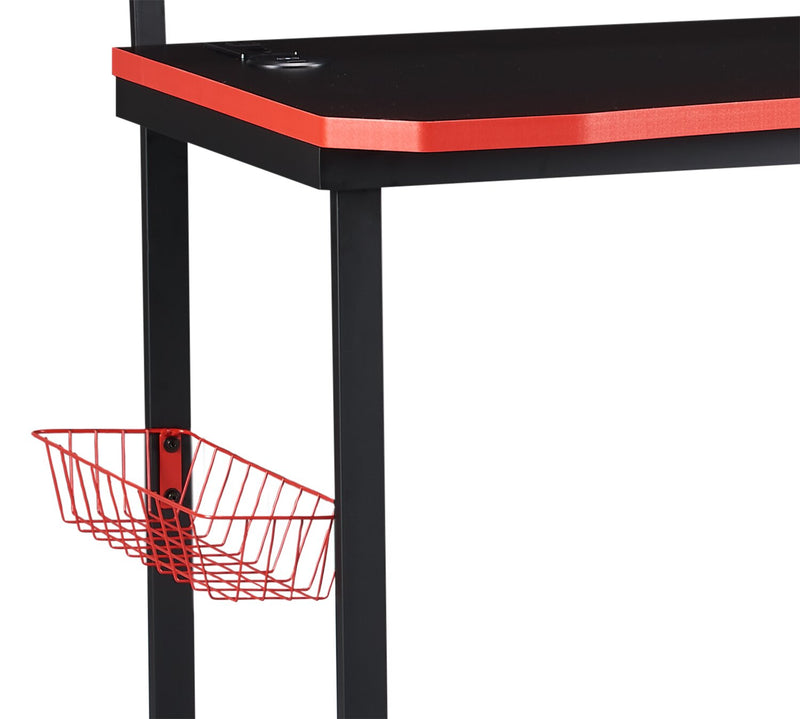 Herman 50" Gaming Office Desk - Black with Red Trim - The Brick