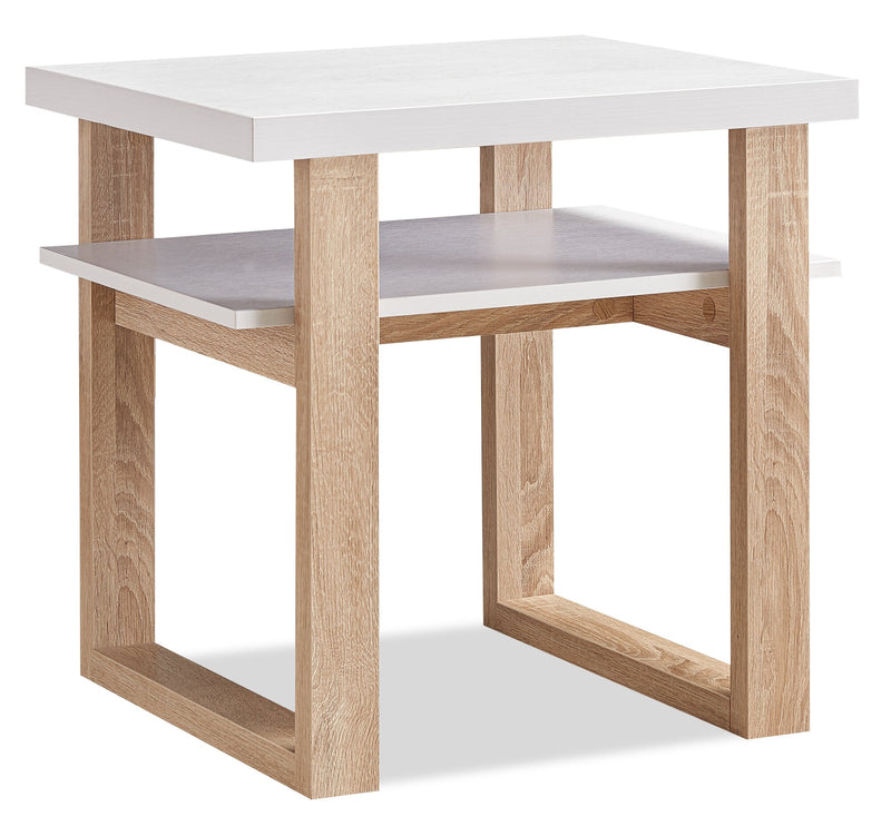 Izaac 22" Modern End Table with Shelf - White and Brown - The Brick