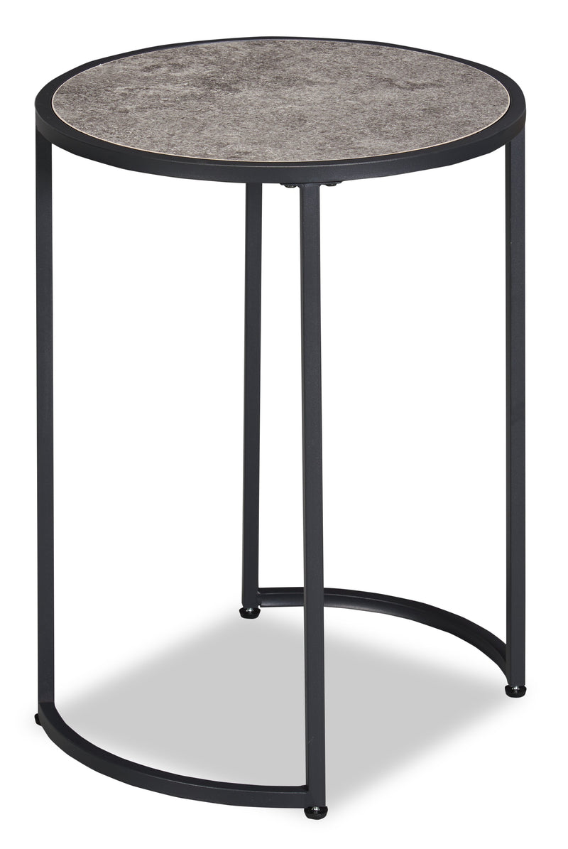 Jacki 18.25" Chairside Table - Grey Stone-Look - The Brick