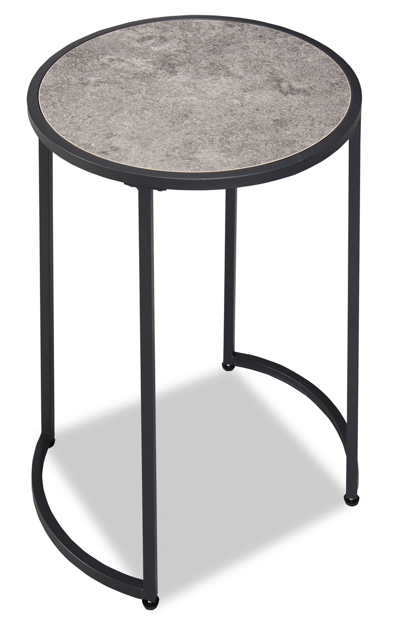 Jacki 18.25" Chairside Table - Grey Stone-Look - The Brick