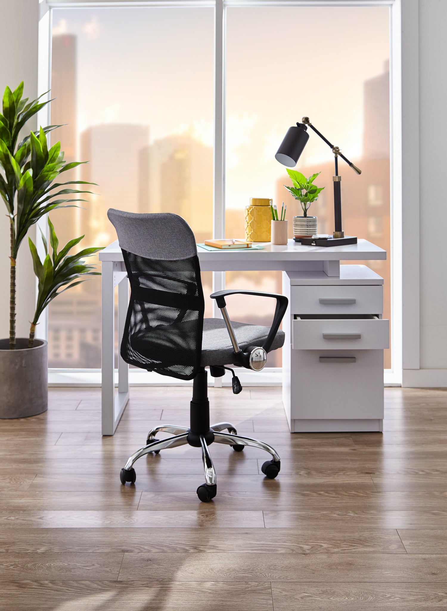 Oscar 47" Reversible Office Desk with 3-Drawers - White - The Brick