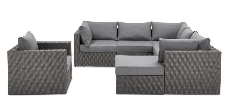 Morris 7-Piece Outdoor Patio Set with 3 Corner Chairs, 2 Armless Ch ...