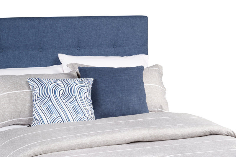 Page Upholstered Bed in Blue Linen-Look Fabric, Button Tufted - Ful ...
