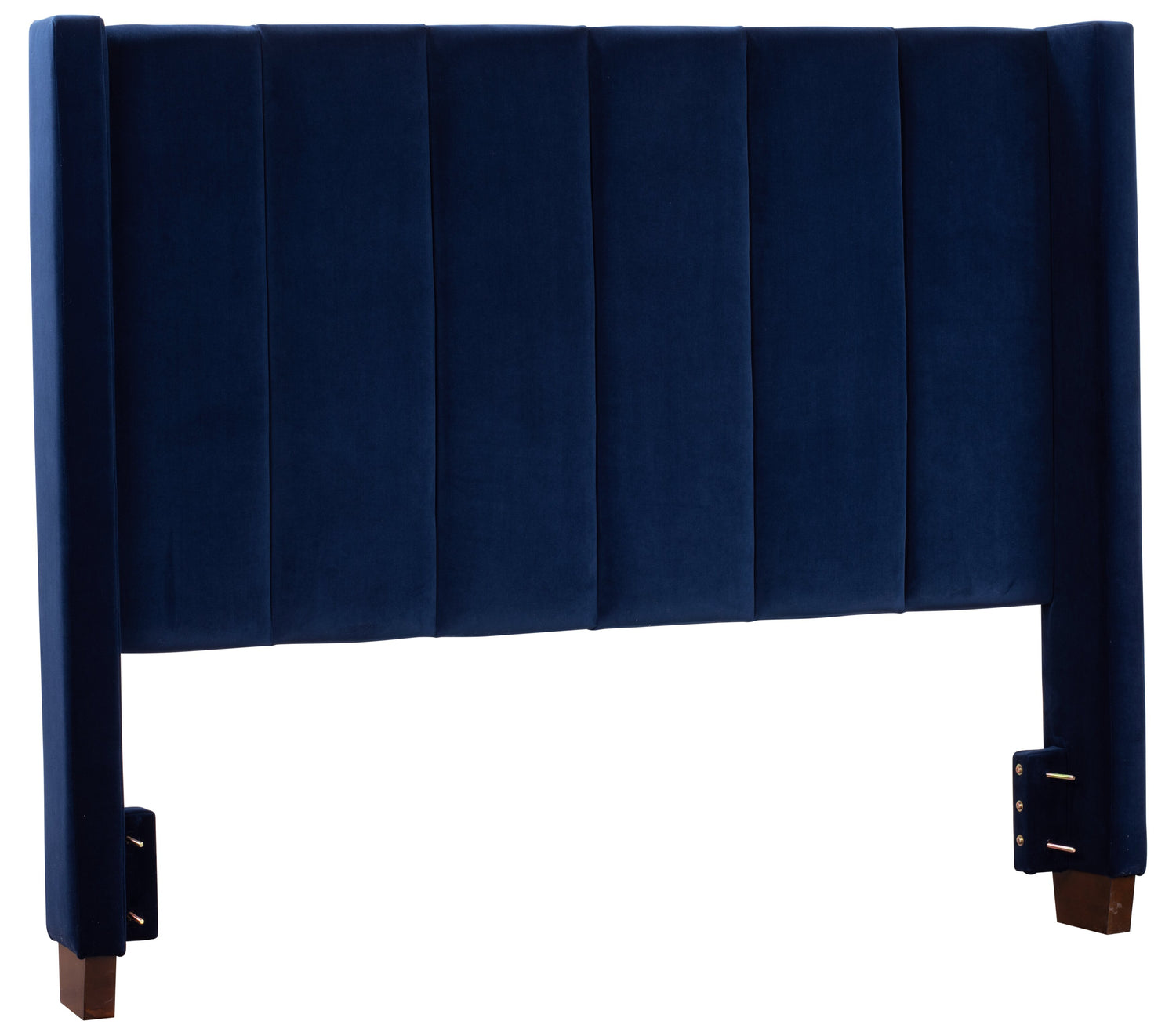 Reid Upholstered Wingback Headboard in Blue Velvet Fabric Tufted King Size