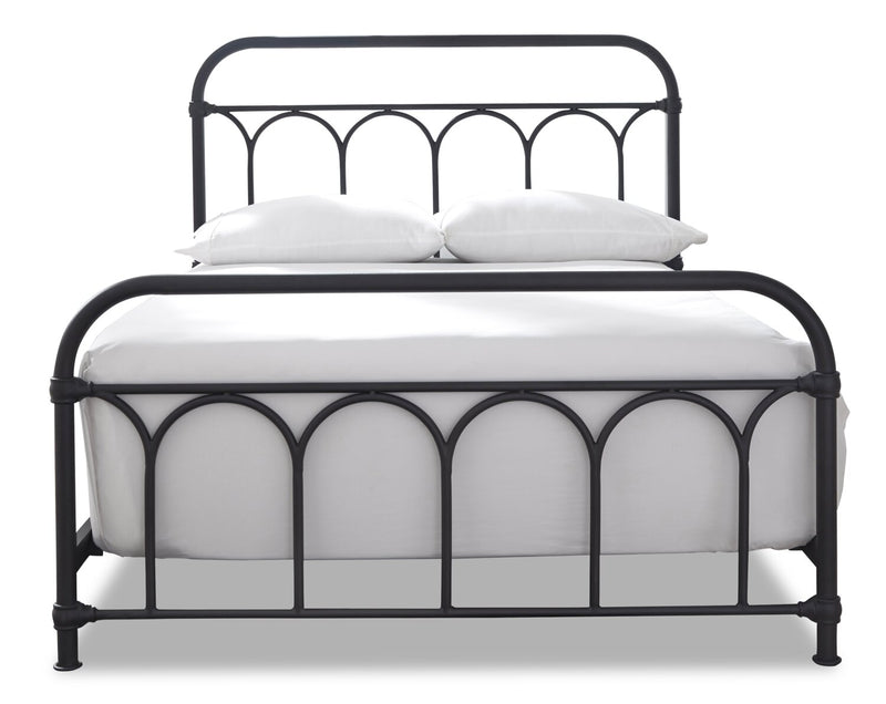 Nora Metal Bed with Headboard & Frame, Black - Full Size - The Brick
