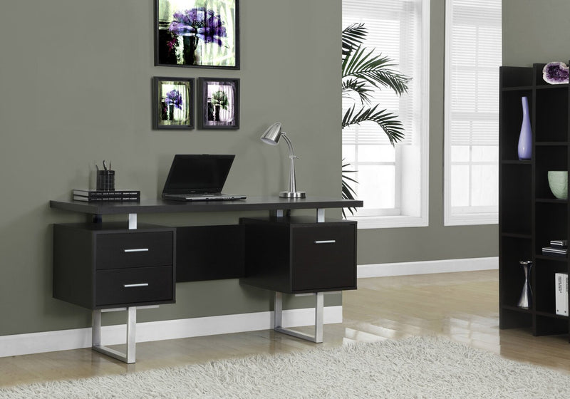 Teagan 60" Reversible Office Desk with 3-Drawers - Espresso - The Brick