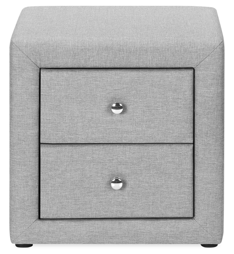Zara Upholstered Bedside 2-Drawer Nightstand, 20.5"W x 20.75"H - Grey ...