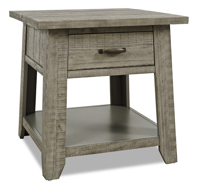 Colson 24" Rustic End Table with Storage and Shelf - Driftwood - The Brick