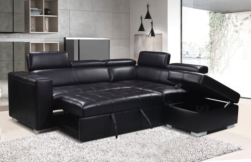 Drake 3-Piece Leather-Look Fabric Right-Facing Sleeper Sectional ...