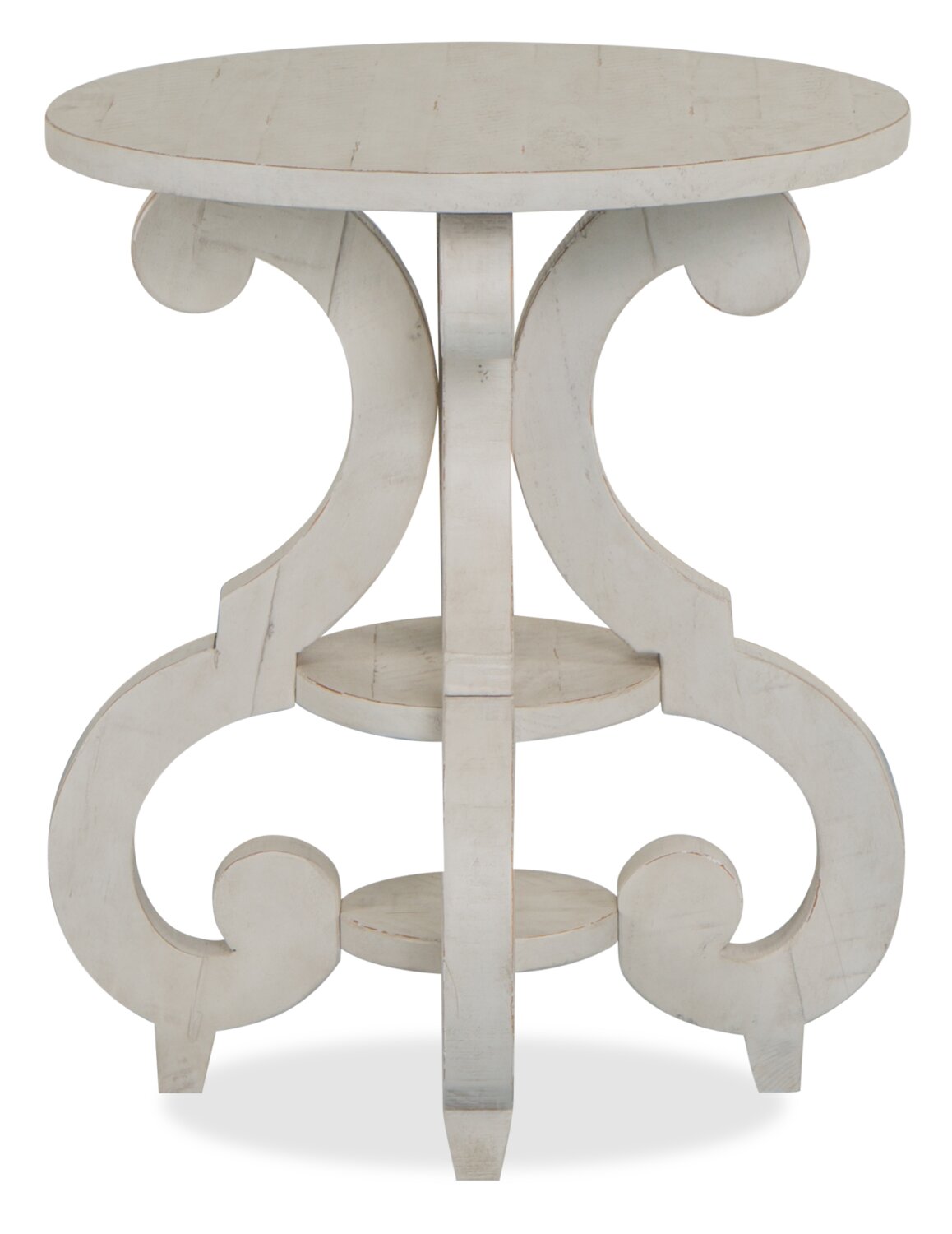 Bronwyn 22" Traditional Round End Table with Shelf - Alabaster Pine ...
