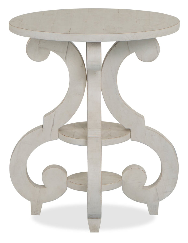 Bronwyn 22" Traditional Round End Table with Shelf - Alabaster Pine ...