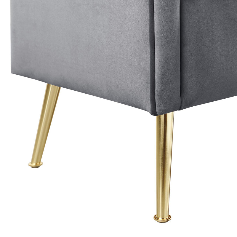 Cass 52" Bench - Grey Velvet with Gold Legs - The Brick
