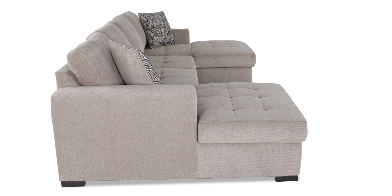 Legend 3-Piece Chenille Sleeper Sectional Sofa with Two Chaises - P ...