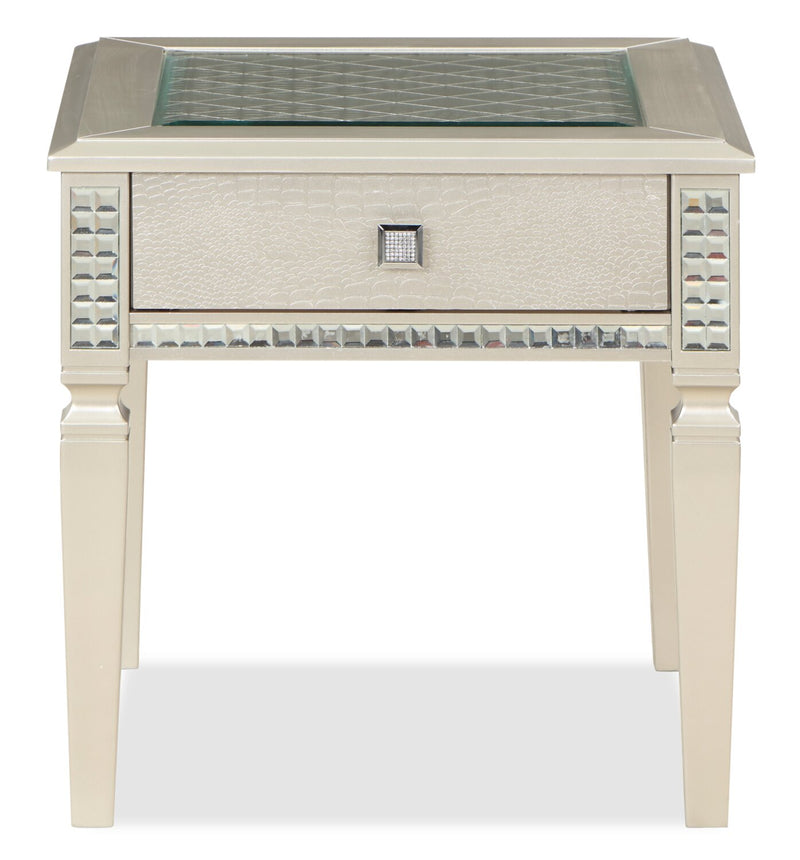 Tyra 24" Glam End Table with Storage - Champagne - The Brick