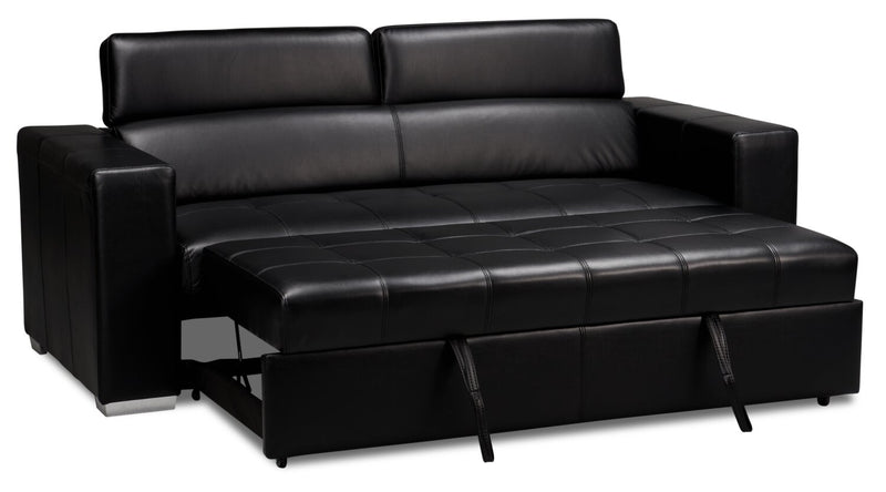 Drake 87" Leather-Look Fabric Sleeper Sofa with Pull Out Sleeper, F ...