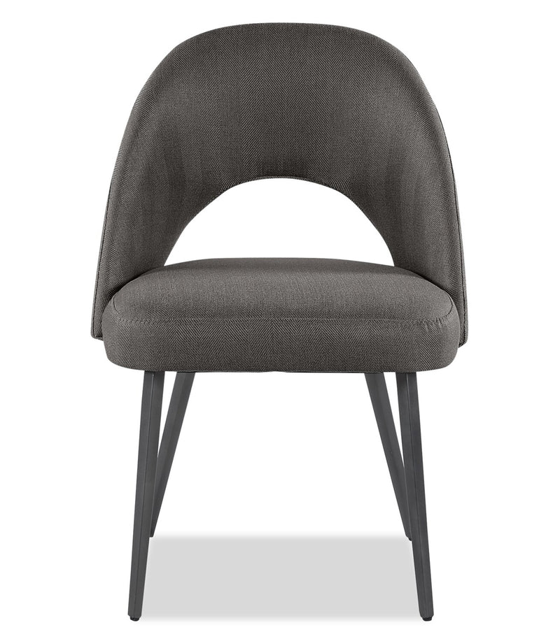 Elijah Dining Chair with Linen-Look Fabric, Metal - Grey - The Brick