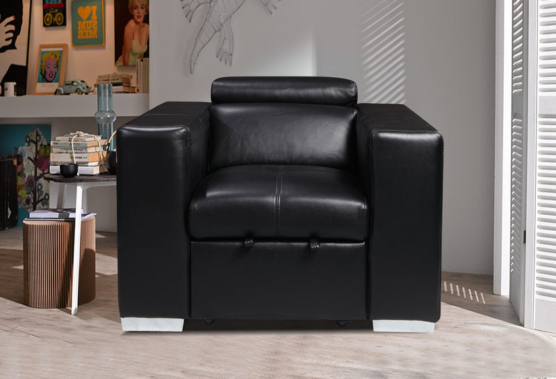 Drake 41.5" Leather-Look Fabric Chair with Pull-Out Ottoman and Fli ...