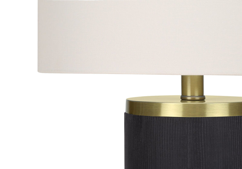 24" Black Concrete with Gold Accent Table Lamp with Ivory Shade - The Brick