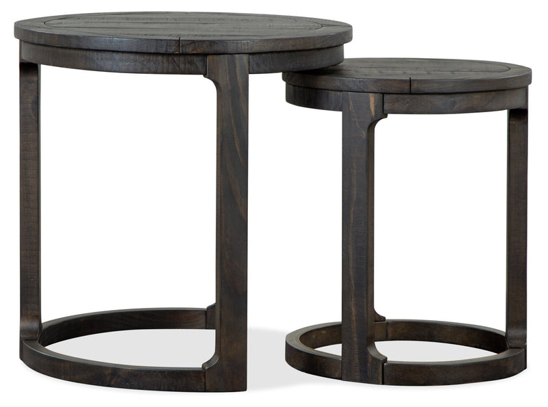 Axl 24" Traditional Round Nesting End Tables - Dark Grey-Brown Wood ...