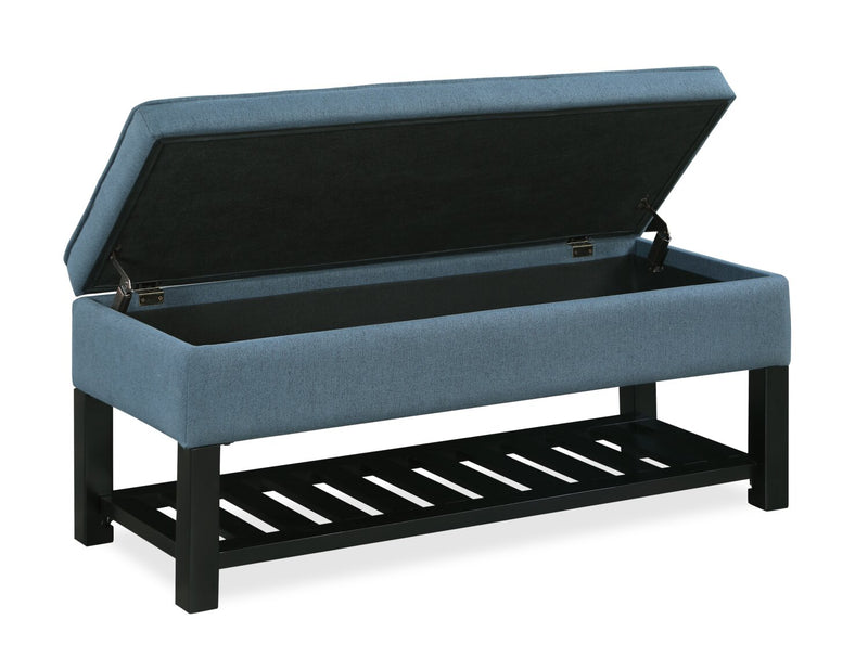 Ryan 43.5" Storage Bench with Bottom Shelf - Blue - The Brick