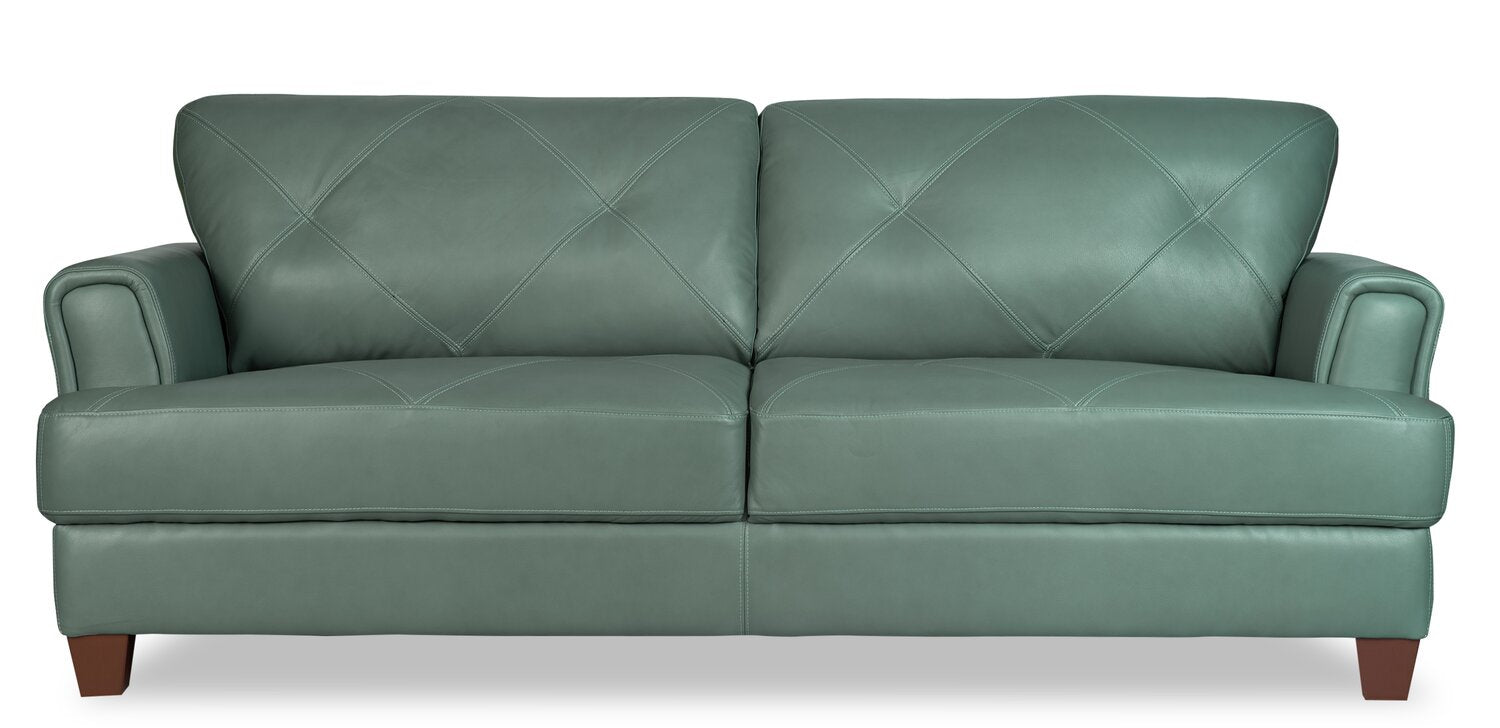 Sea green leather sofa store