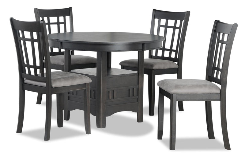 Dena 5pc Dining Set with Table & Chairs, 42-60"W Extension, Round ...