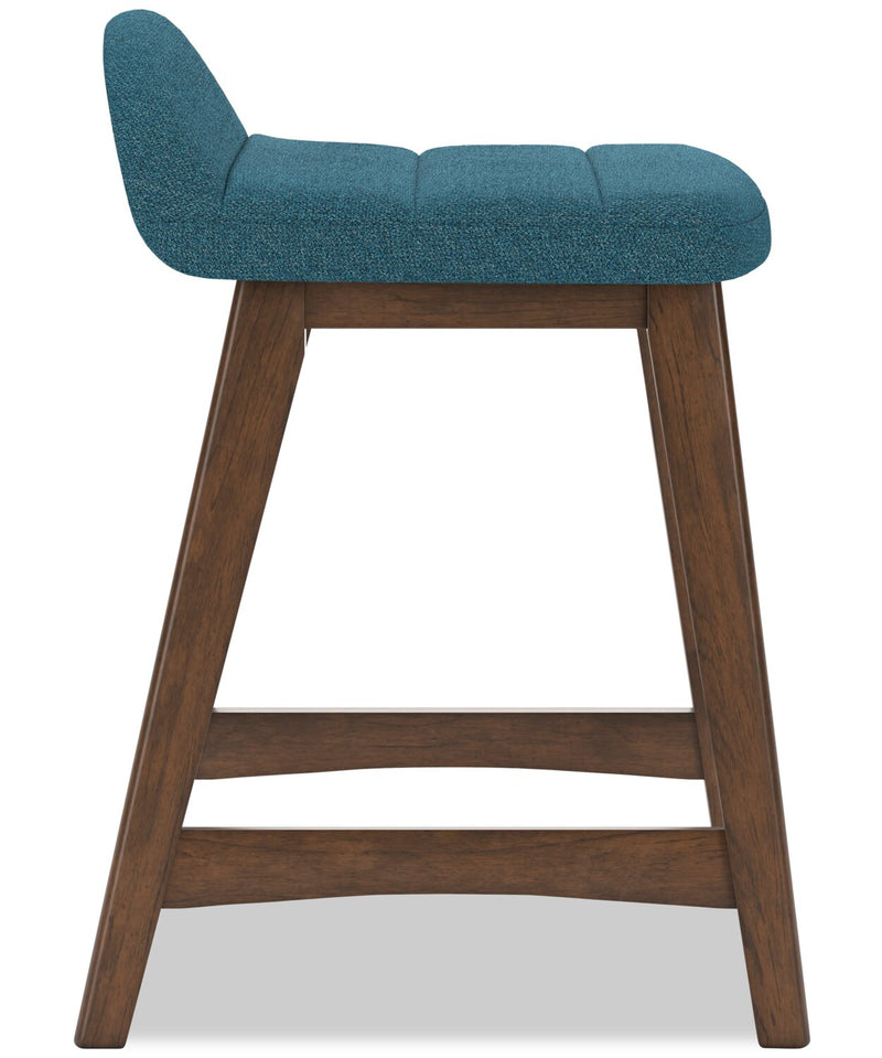 Jovi Counter-Height Stool with Linen-Look Fabric, 24"H, Wood - Blue ...