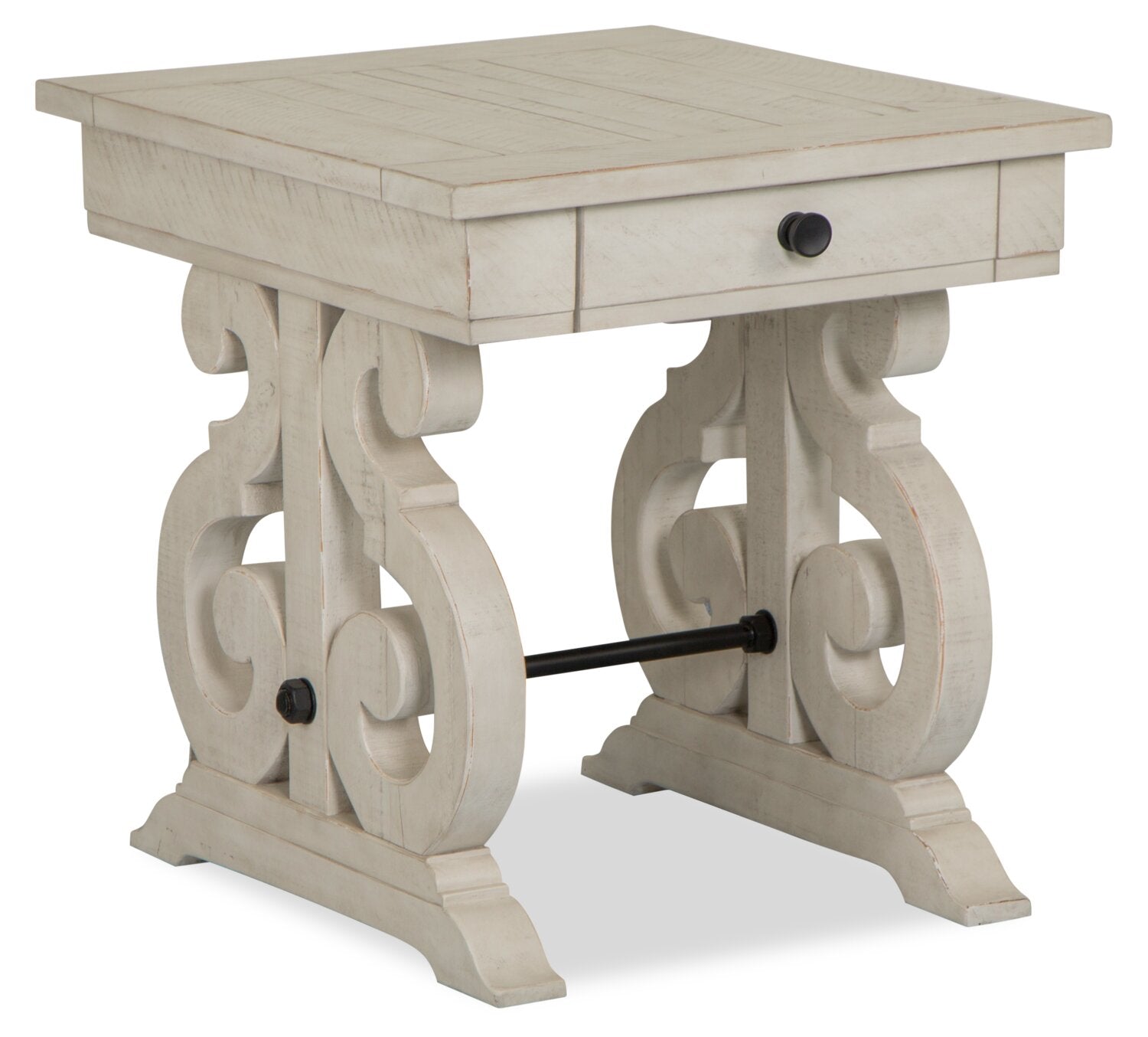 Bronwyn 22" Traditional End Table with Storage - Alabaster Pine wit ...