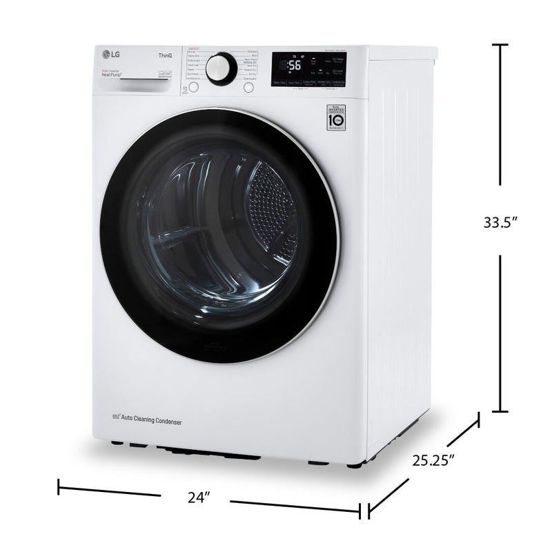 LG 24" 4.2 Cu. Ft. Smart Heat Pump Dryer - White - Stackable - DLHC ...