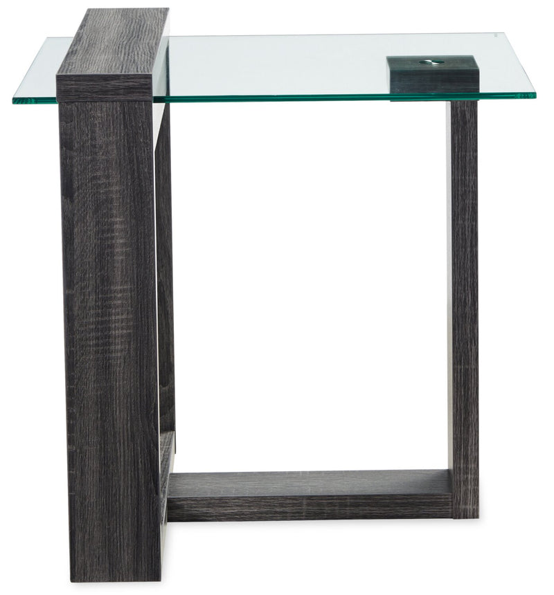California 22" Modern Glass Top End Table - Distressed Grey - The Brick