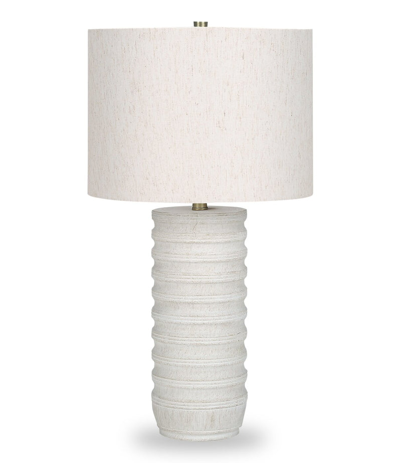 28" Cream Textured Resin Table Lamp with Ivory Shade - The Brick