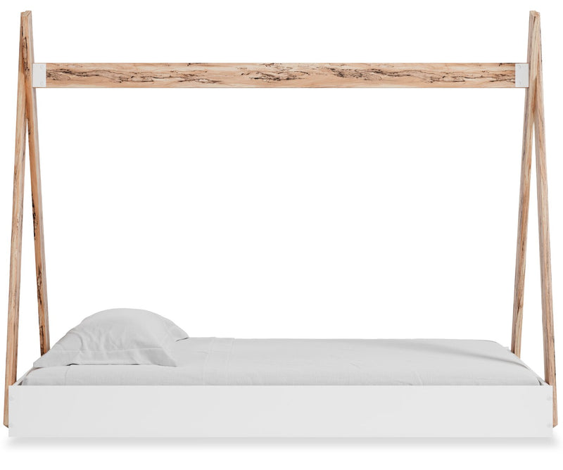 Wolf Platform Tent Bed for Kids, Two-tone White & Natural - Twin Size ...