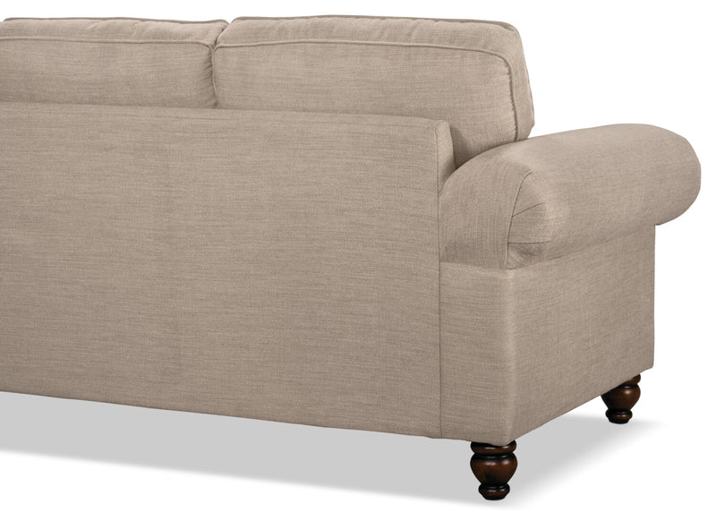 Canadian Made Wynn 93" Taupe Chenille Fabric Sofa with Rolled Arms ...