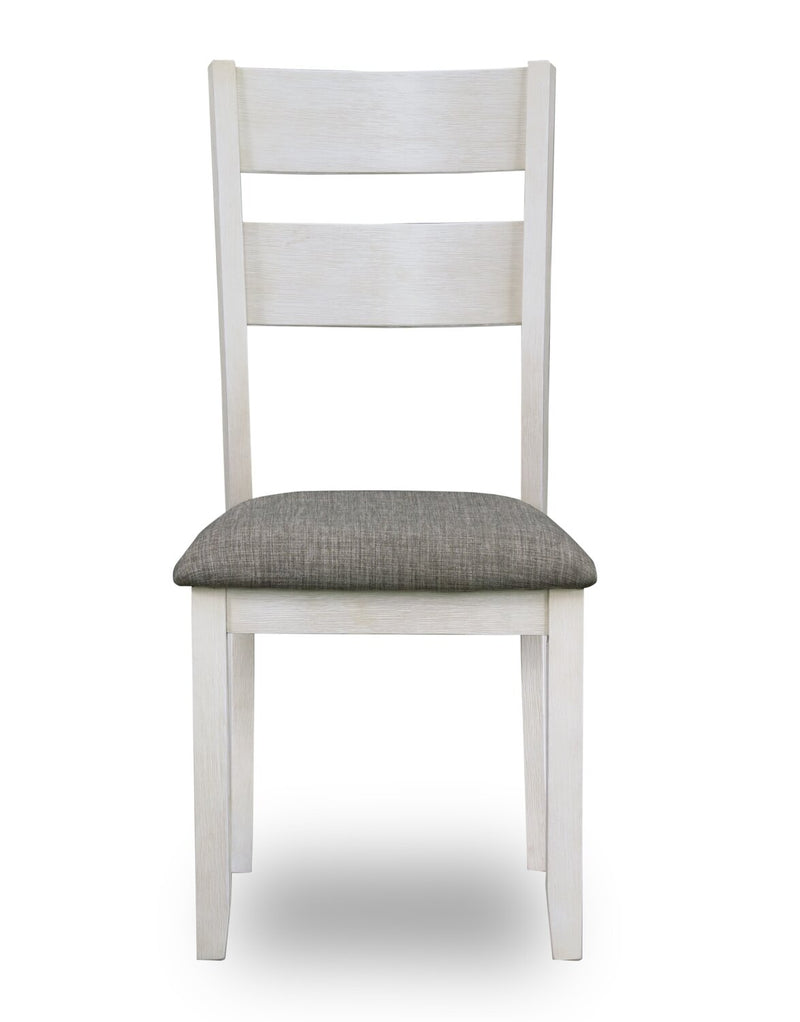 Echo Dining Chair with Linen-Look Fabric, Wood, Ladder-Back - White ...